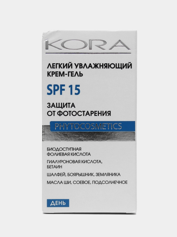 KORA, Легкий увлажняющий крем-гель. Защита от фотостарения SPF 15, 50 мл купить по цене 419 ₽ в ...