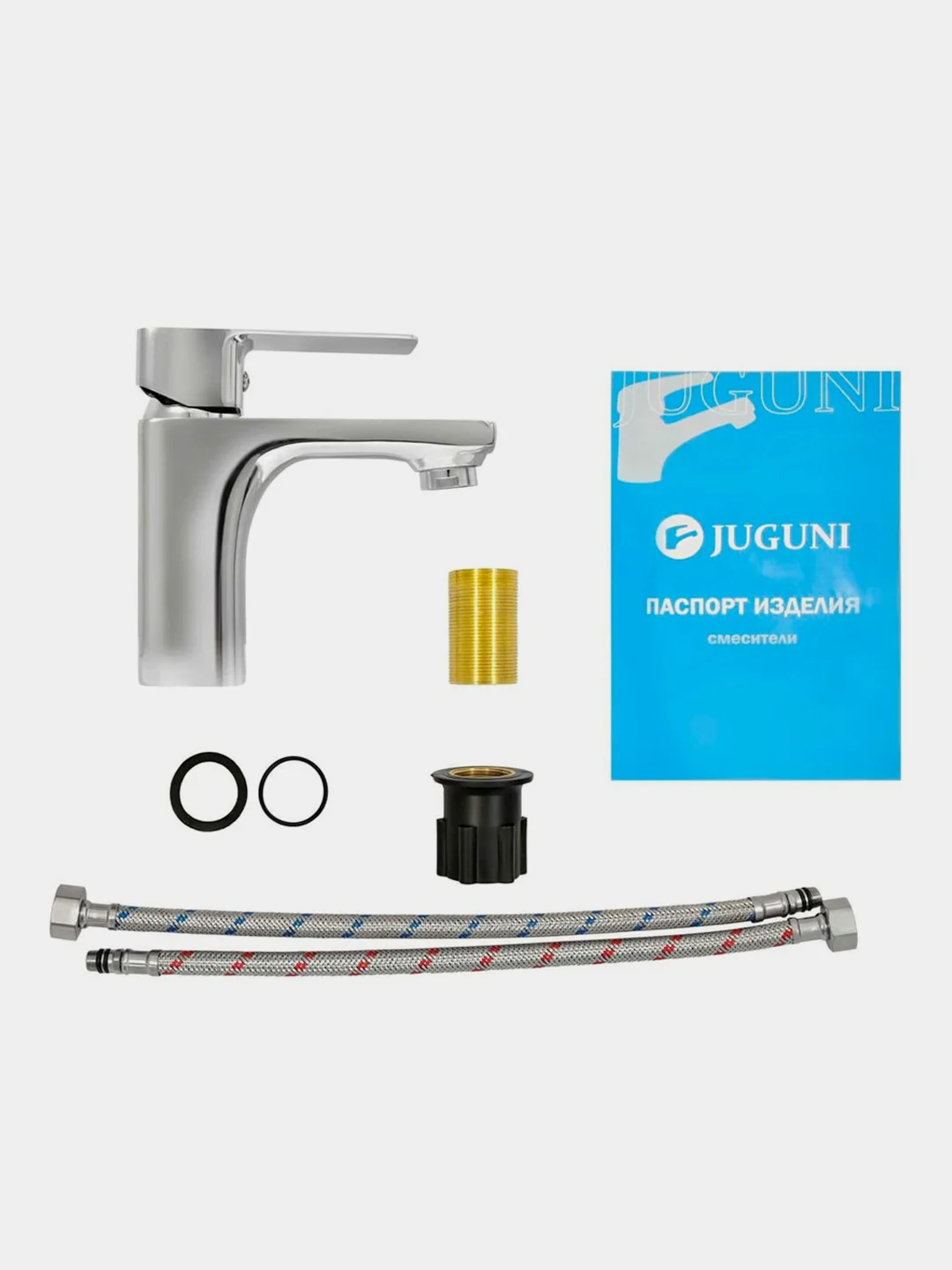 Смеситель для умывальника с литым изливом, картр. 35 мм, подводка, креп. гайка, Juguni купить по ...