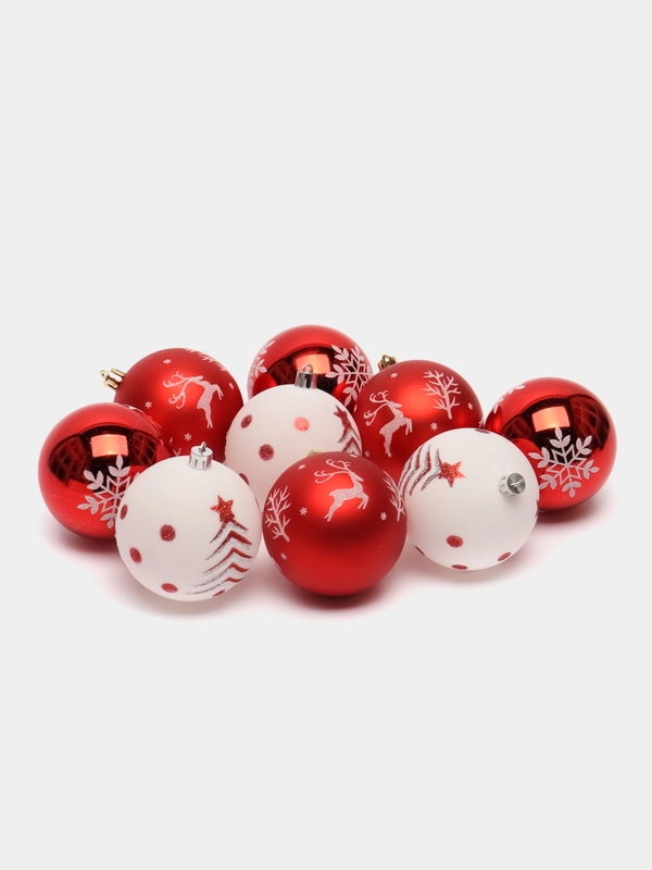 Елочные шары-игрушки, новогоднее украшение для декора набор 9 штук ...