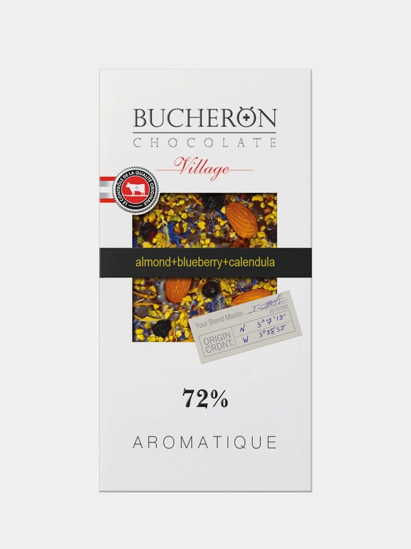 Шоколад горький 72% BUCHERON с миндалем, черникой, фисташками ...