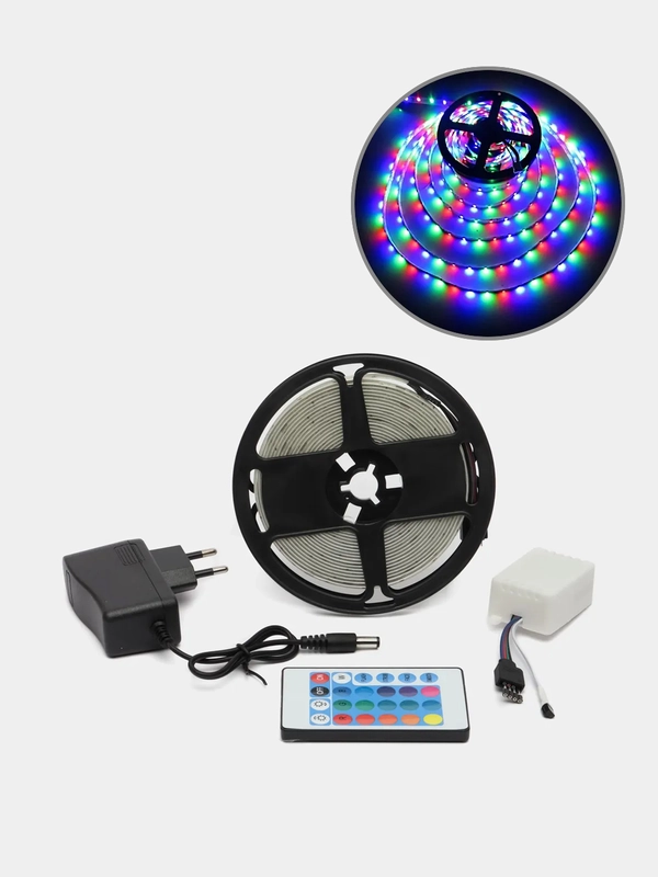 Светодиодная лента с пультом, для кухни и комнаты, RGB LED, 5 метров ...