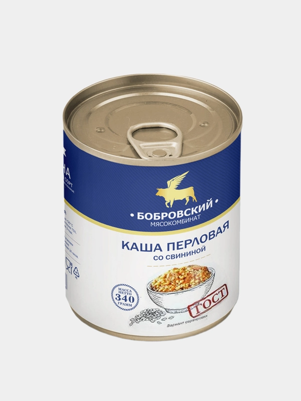 Каша перловая со свининой Бобровский, 340 грамм купить по цене 539 ₽ в ...