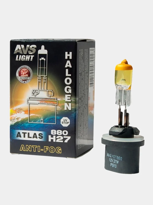 Галогенная лампа AVS ATLAS ANTI-FOG желтый H27/880 12V.27W купить по ...