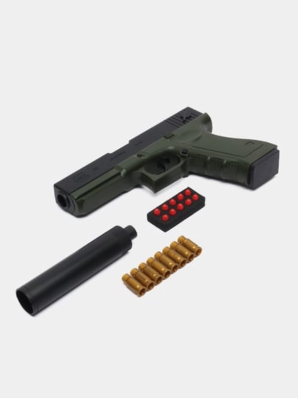 Пистолет игрушечный Глок, перезаряжаемый Glock, с гильзами и мягкими ...